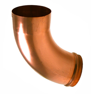 Seamless copper elbows for copper gutter systems.